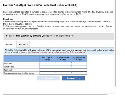 solved exercise 1 4 algo fixed and variable cost behavior