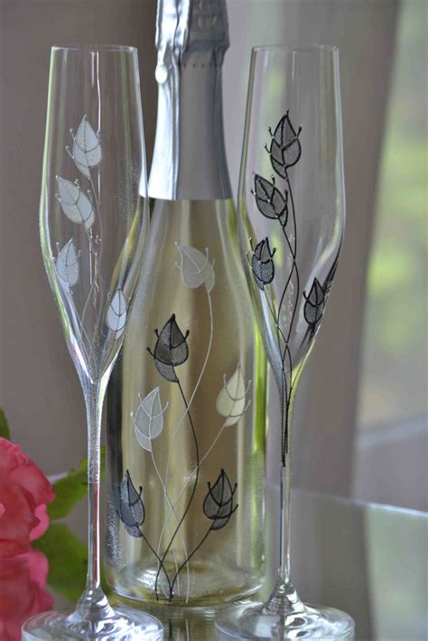 Комплект чаши и шампанско за сватба 0088 Polinika