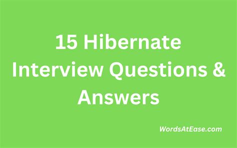15 Hibernate Interview Questions And Answers Words At Ease