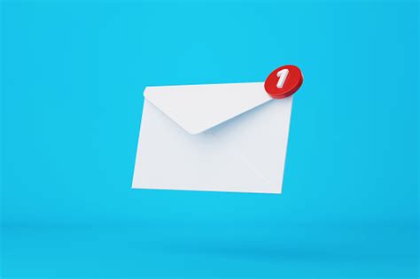 파란색 배경에 빨간색 마커 메시지가 있는 흰색 메일 봉투입니다 3d 렌더링 그림 뉴스레터에 대한 스톡 사진 및 기타 이미지 뉴스레터 모금 알림 아이콘 Istock