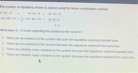 solved the system of equations shown is solved using the linear