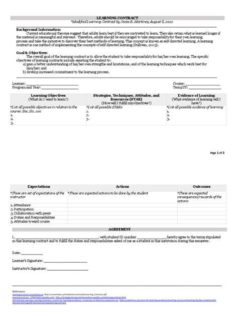 Learning Contract Pdf