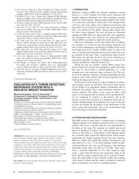 Pdf Evaluation Of A Tumor Detection Microwave System With A Realistic Breast Phantom