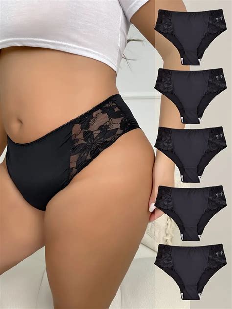 Elegant Panties Set Plus Size Women S Plus Contrast Lace Temu Australia