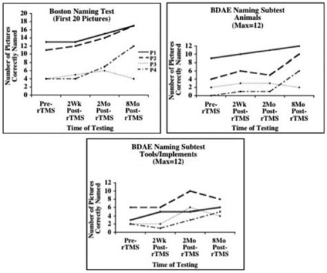 Graphs Showing Naming Scores On Three Standardized Naming Tests