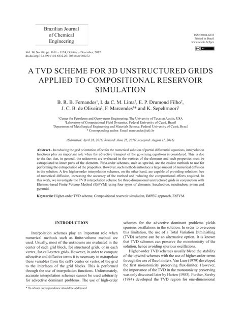 Pdf A Tvd Scheme For 3d Unstructured Grids Applied To Compositional