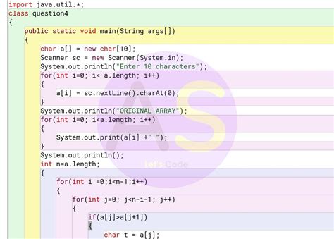 Define A Class To Accept 10 Characters From A User Using Bubble Sort Technique Arrange Them In