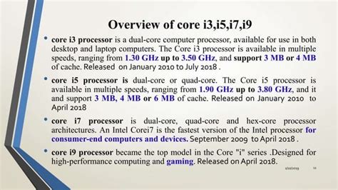 Core I3 I5 I7 And I9 Processors PPTX