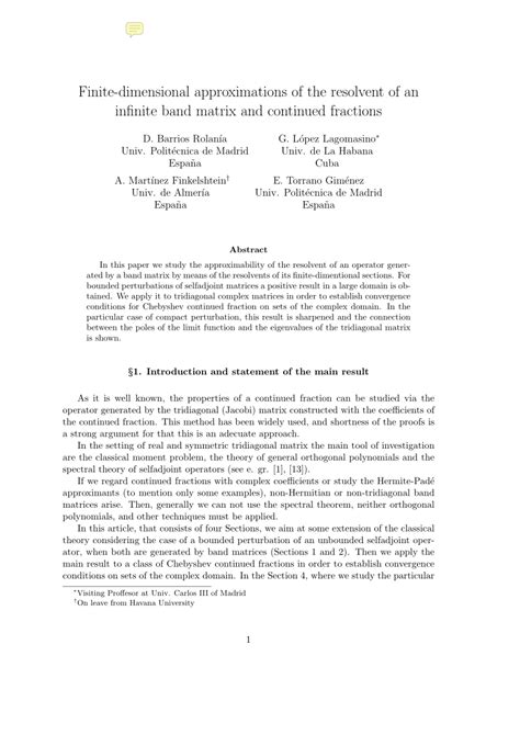 pdf finite dimensional approximations of the resolvent of an infinite