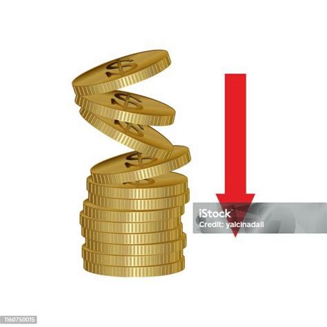 빨간색 아래쪽 화살표 아이콘이있는 달러 동전 의 스택 벡터 경영자에 대한 스톡 벡터 아트 및 기타 이미지 경영자 경제 고객 Istock