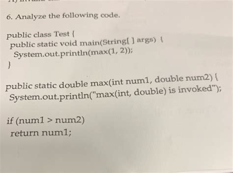 solved 6 analyze the following code public class test {
