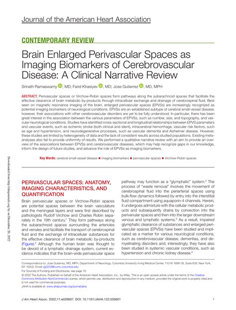Pdf Brain Enlarged Perivascular Spaces As Imaging Biomarkers Of
