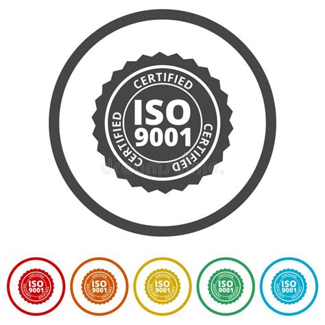 Iso 9001 Icon Standard Quality Symbol Button Isolated On White Background Stock Vector