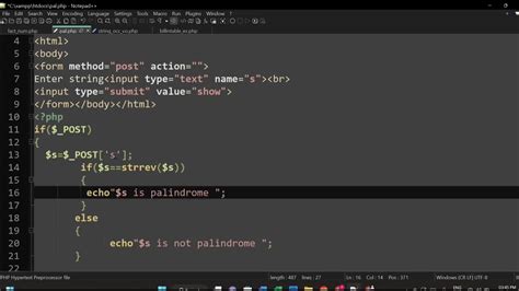 Bca Php Program To Check Whether A Passed String Is A Palindrome Or Not Youtube