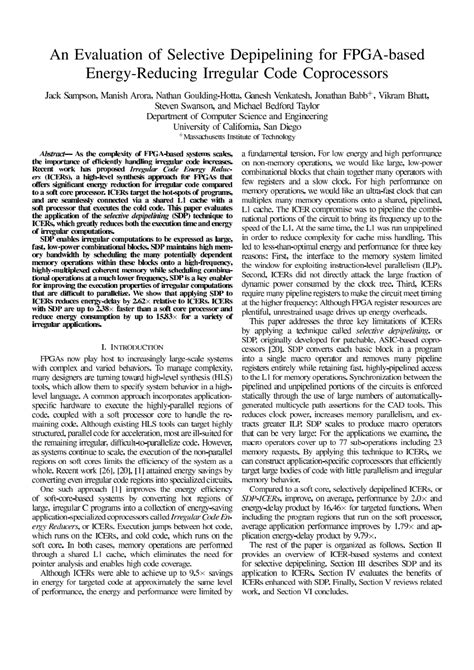 Pdf An Evaluation Of Selective Depipelining For Fpga Based Energy