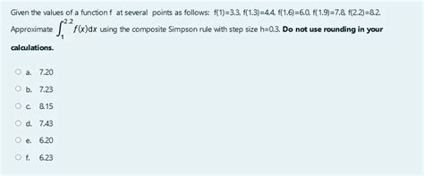 Solved Given The Values Of A Function F At Several Points As Chegg