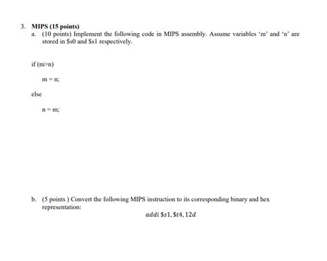 Solved 3 Mips 15 Points A 10 Points Implement The