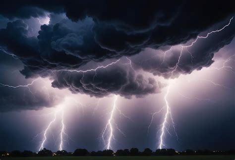 Premium Photo Dark Storm Clouds With Multiple Lightning Bolts In The Night Sky