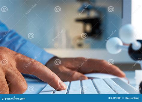 Scientist Entering Data Into Computer Stock Image Image Of Chemistry