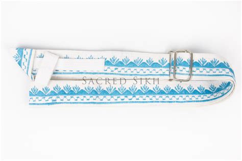 Gatra White With Turquoise Triangle Embroidery Sacred Sikh