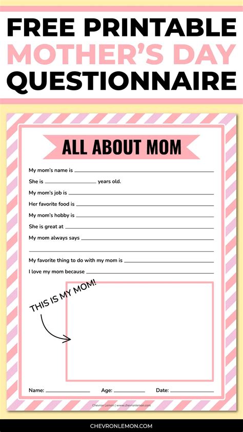 Free Printable Mothers Day Questionnaire Mom Printable Mothers Day