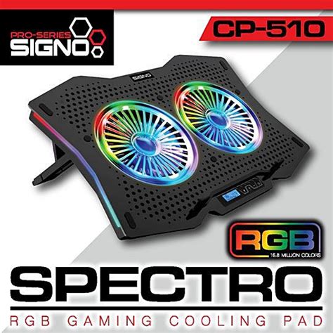 ⚡️พัดลมรองโน๊ตบุ๊ค⚡️signo รุ่น Cp 510 Spectro Rgb Gaming Cooling Pad พัดลม 2 ตัวไฟ Rgb สวยๆ