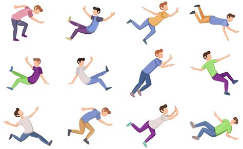 Premium Vector Character Falling Pose Illustration Set