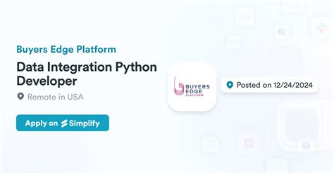 Data Integration Python Developer Buyers Edge Platform Simplify Jobs