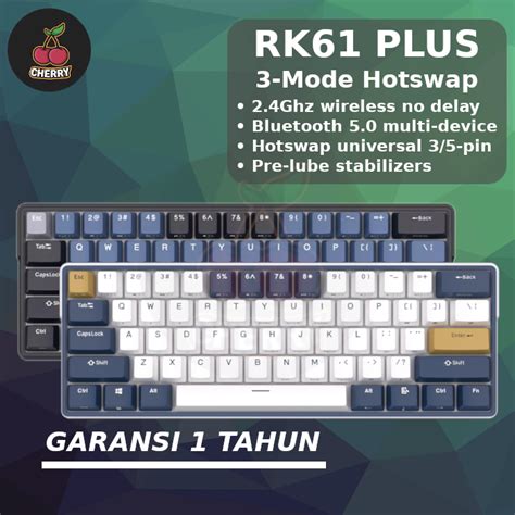 Jual Royal Kludge RK61 Plus RGB 3 Mode Hotswap Wireless Bluetooth Mechanical Keyboard Shopee