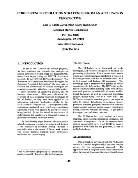 Pdf Coreference Resolution Strategies From An Application Perspective