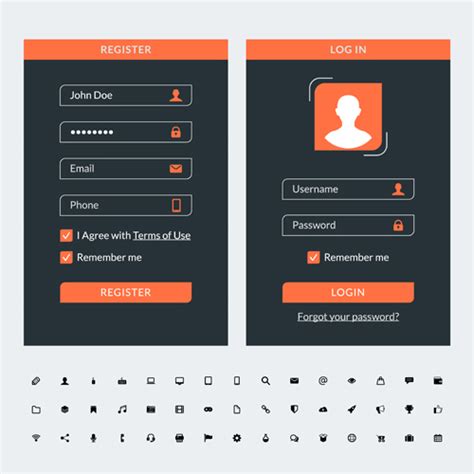 Mobile Flat Ui Kit Vector Design 04 Free Download