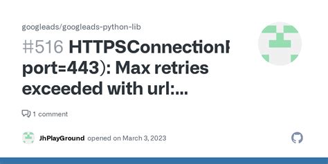 Connectionpoolhost Port443 Max Retries Exceeded With Url O