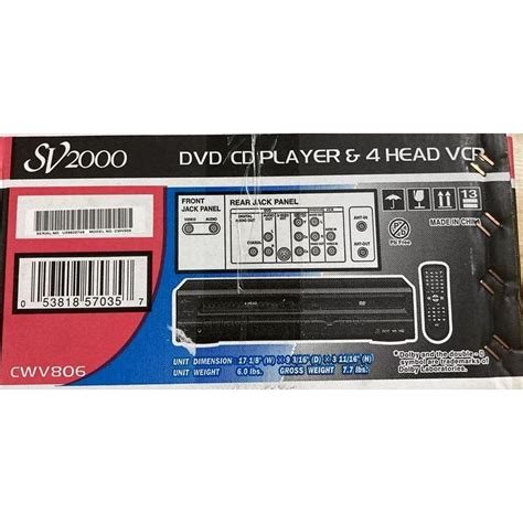New In Box Funai Sv2000 Cwv806 Dvd Vcr Combo Dvd Player Vhs Player With
