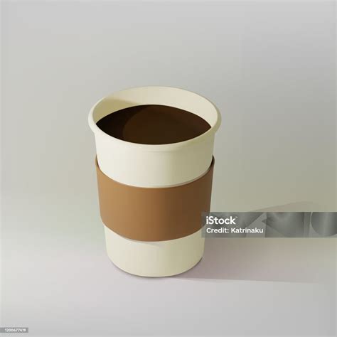 종이 사실적인 커피 컵 모크 아이소메트릭 커피 머그잔 음료일회용 유리 제품 웹 배너 및 전단지용 템플릿입니다 벡터 일러스트레이션