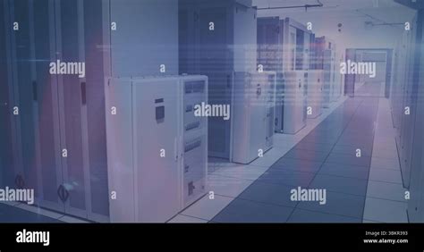 White Server Cabinets Lining Data Center Corridor With Overhead Cable