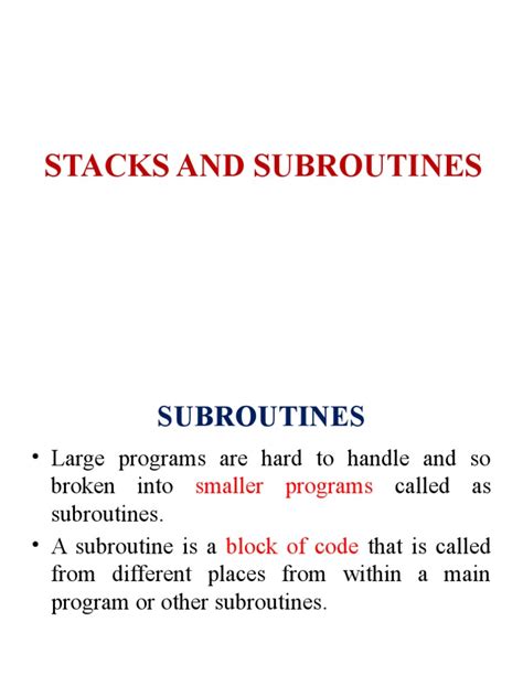 Stacks And Subroutines Pdf Subroutine Software Development