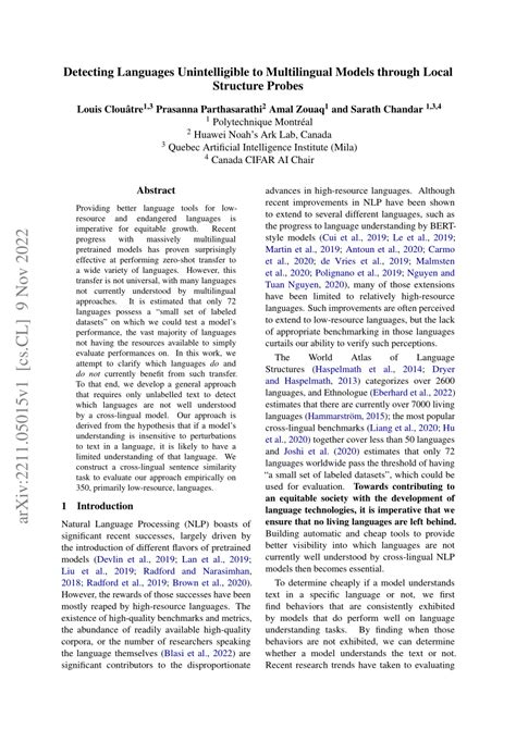 Pdf Detecting Languages Unintelligible To Multilingual Models Through