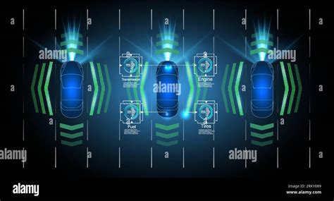 Smart Cars Driving On The Road Driverless Vehicles Top View Adas