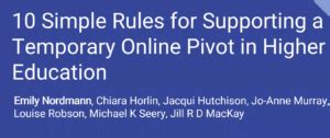 10 Simple Rules For Supporting A Temporary Online Pivot In Higher