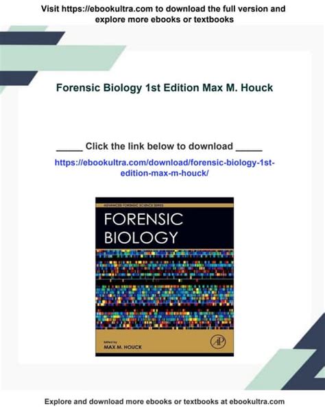 Forensic Biology 1st Edition Max M Houck Pdf