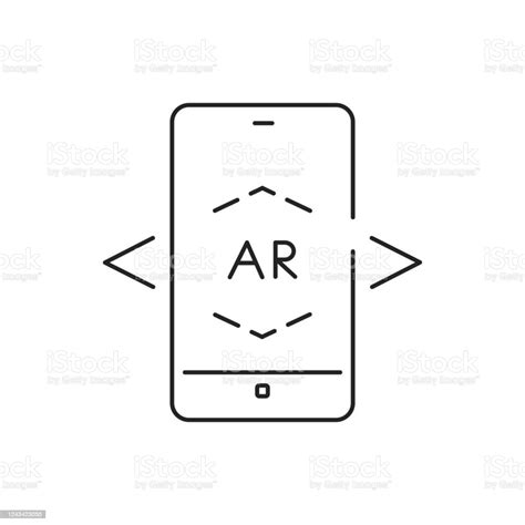 스마트 폰 검은 선 아이콘에 증강 현실 응용 프로그램 웹 페이지 모바일 앱 프로모션에 대한 픽토그램 Ui Ux Gui 디자인