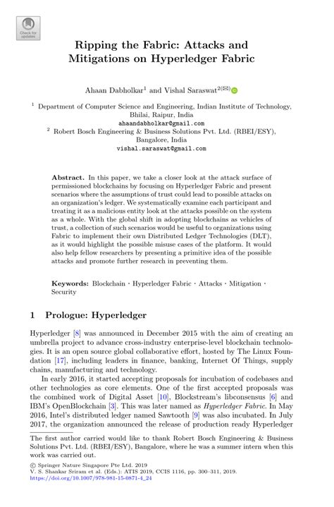 pdf ripping the fabric attacks and mitigations on hyperledger fabric