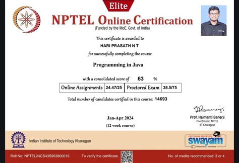Hari Prasath N T On Linkedin Java Nptel Iitkharagpur Learning