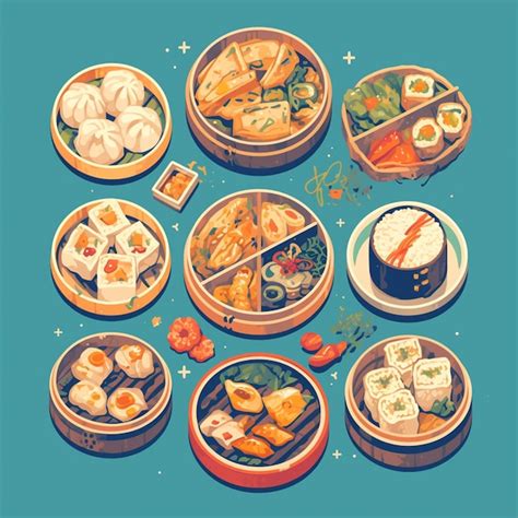Premium Vector Chinese Dim Sum And Bite Sized Delicacies