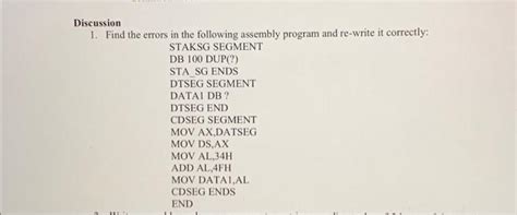 Solved Discussion 1 Find The Errors In The Following