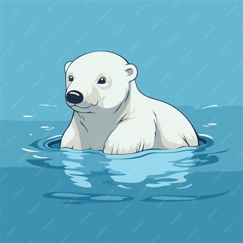 Premium Vector Polar Bear Swimming In The Water Vector Illustration