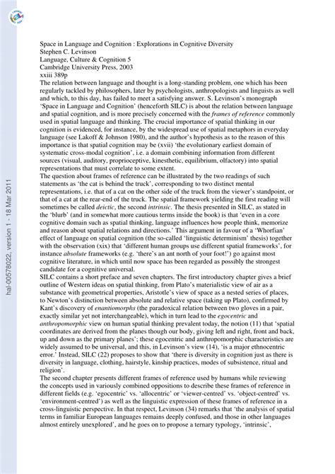 Pdf Space In Language And Cognition