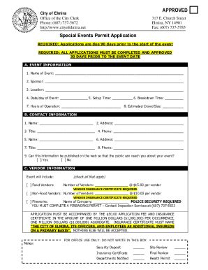 Ca Special Events Permit Application City Of Elmira 2013 2026 Fill