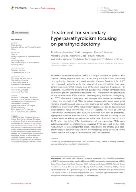 Pdf Treatment For Secondary Hyperparathyroidism Focusing On