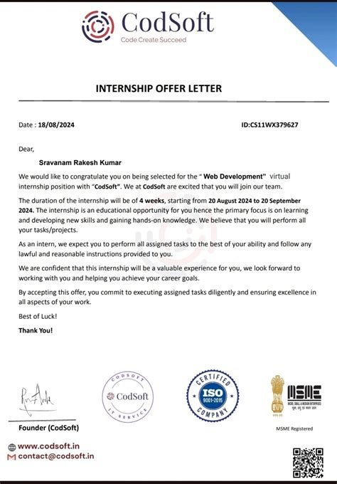 Sravanam Rakesh Kumar On Linkedin Codsoft Webdevelopment Internship Internshipjourney